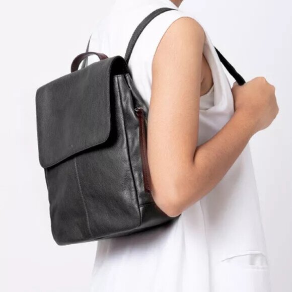 Fossil | Bags | Fossil Claire Pebbled Leather Backpack Blackbrown Brass ...